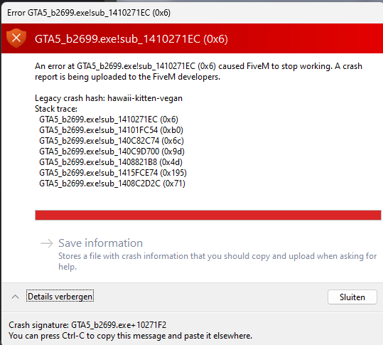b2699 Crash - FiveM Client Support - Cfx.re Community