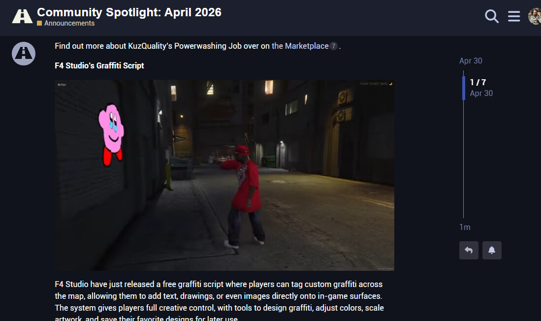 Community Spotlight: April 2026 - Announcements - Cfx.re Community