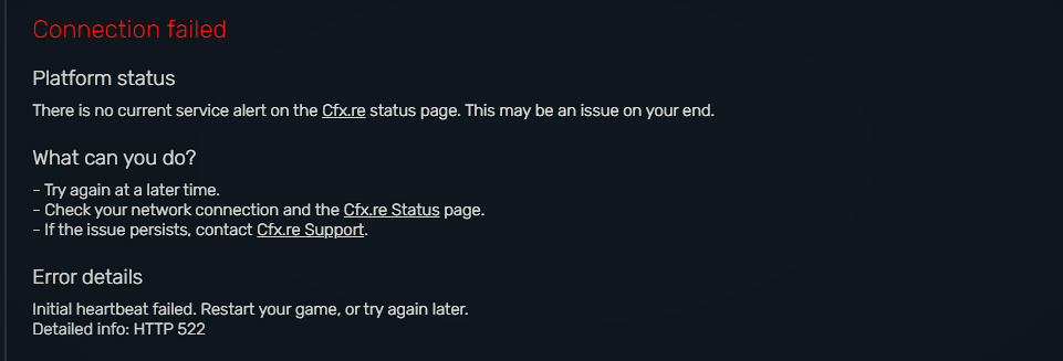 Connect Failed Everytime - FiveM Client Support - Cfx.re Community