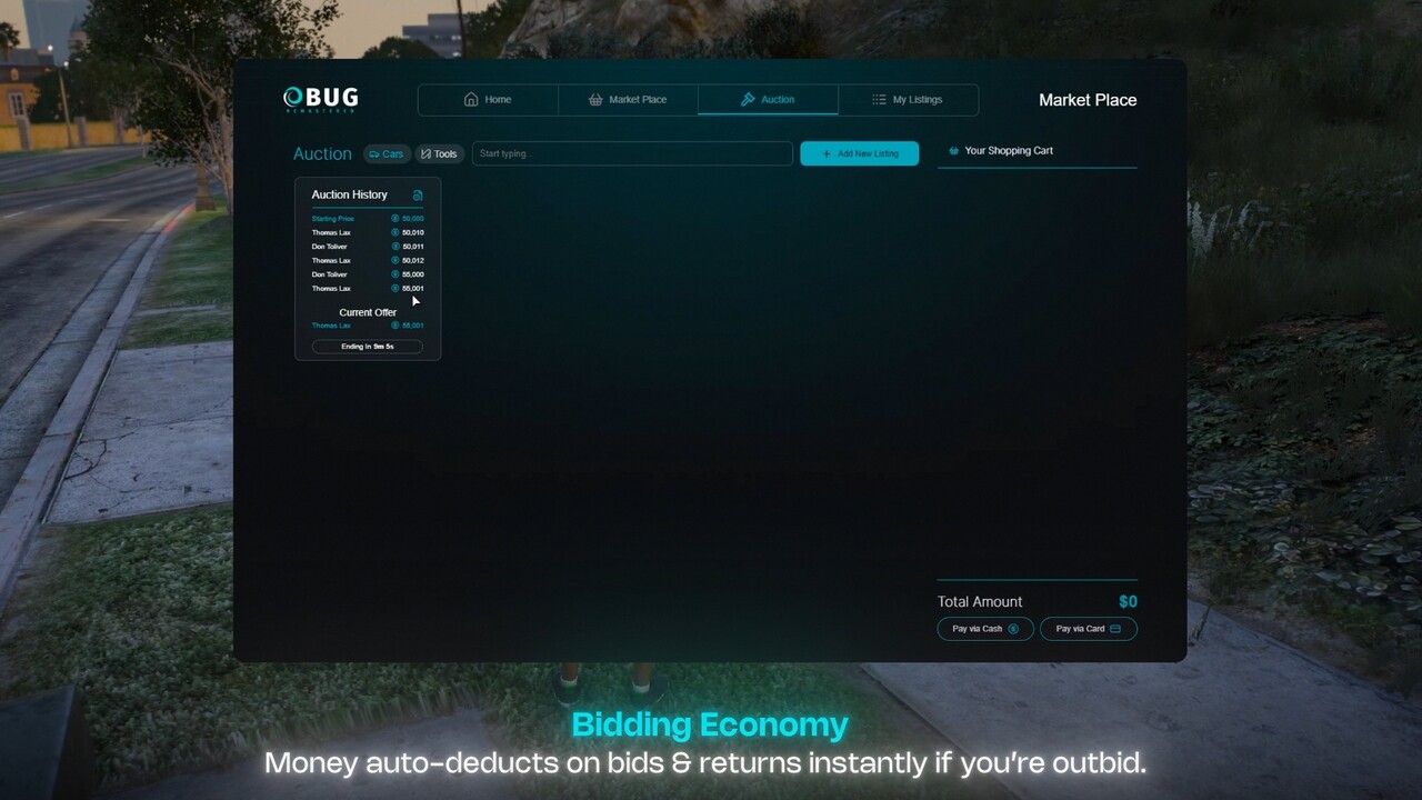 Marketplace + Black Market | Auctions, Minigames,Ads & More! - FiveM ...