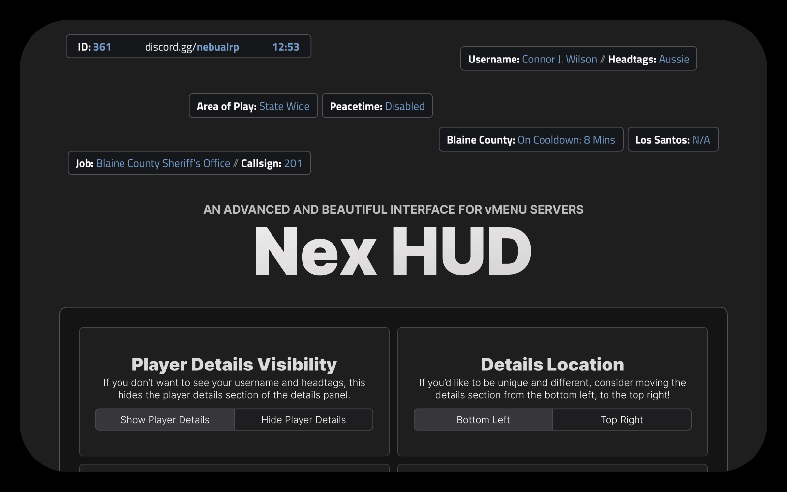 Advanced vMenu HUD - Nex HUD - FiveM Releases - Cfx.re Community