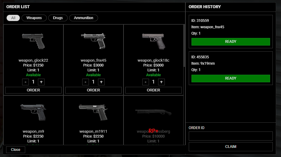 Blackmarket / Gun Order Script - FiveM Releases - Cfx.re Community