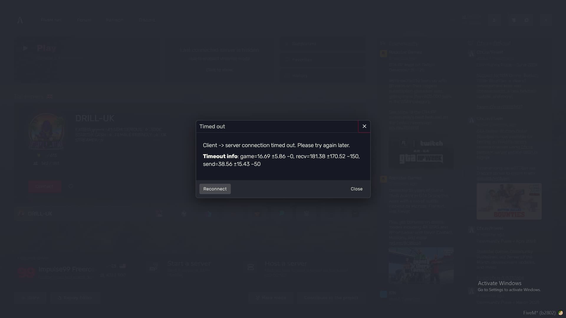 I keep disconnecting from every server - FiveM Client Support - Cfx.re Community