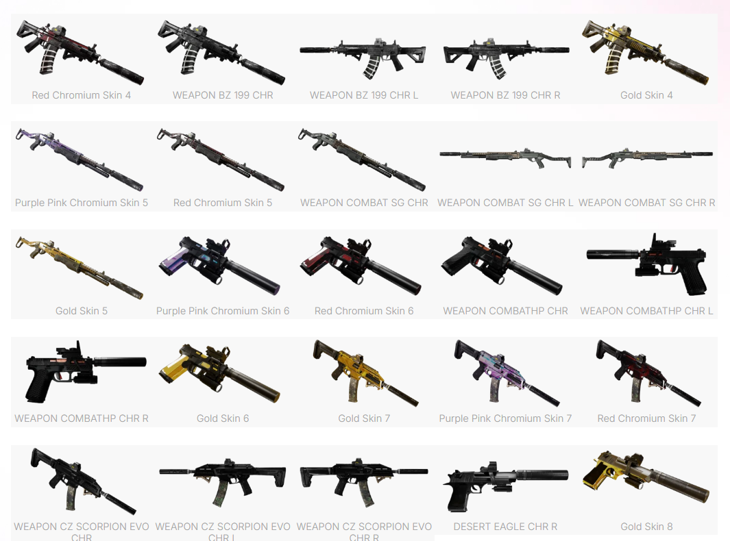 50 Weapon Pack - HQ Chromium (3 Camo/Skins Each Weapon) [Standalone ...