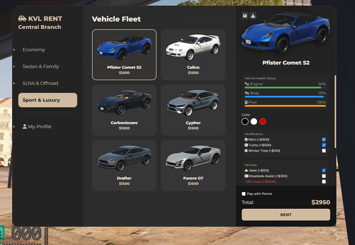 KVL RENTAL - The Ultimate Valet & Rental Experience [QBCore/ESX ...