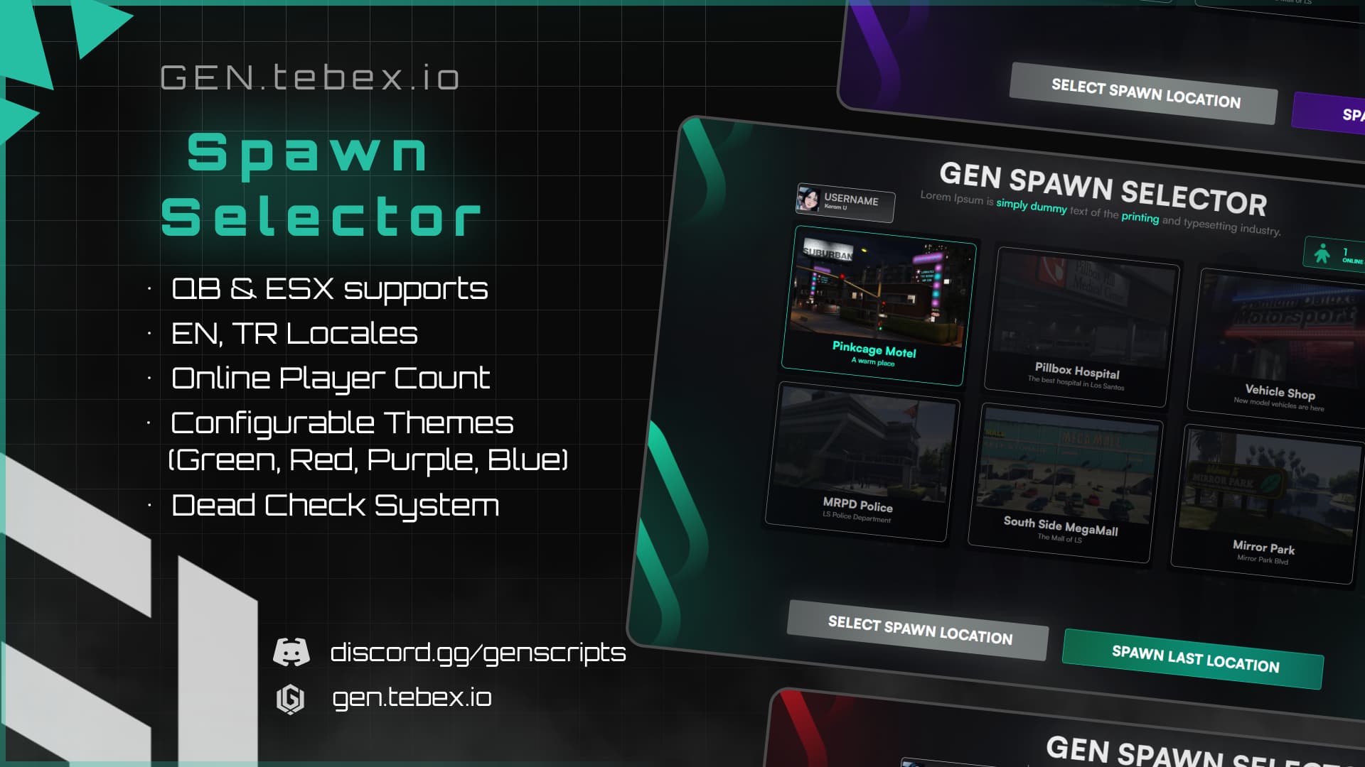 [PAID][QB/ESX] GEN Spawn Selector (4 Color Themed) - FiveM Releases ...