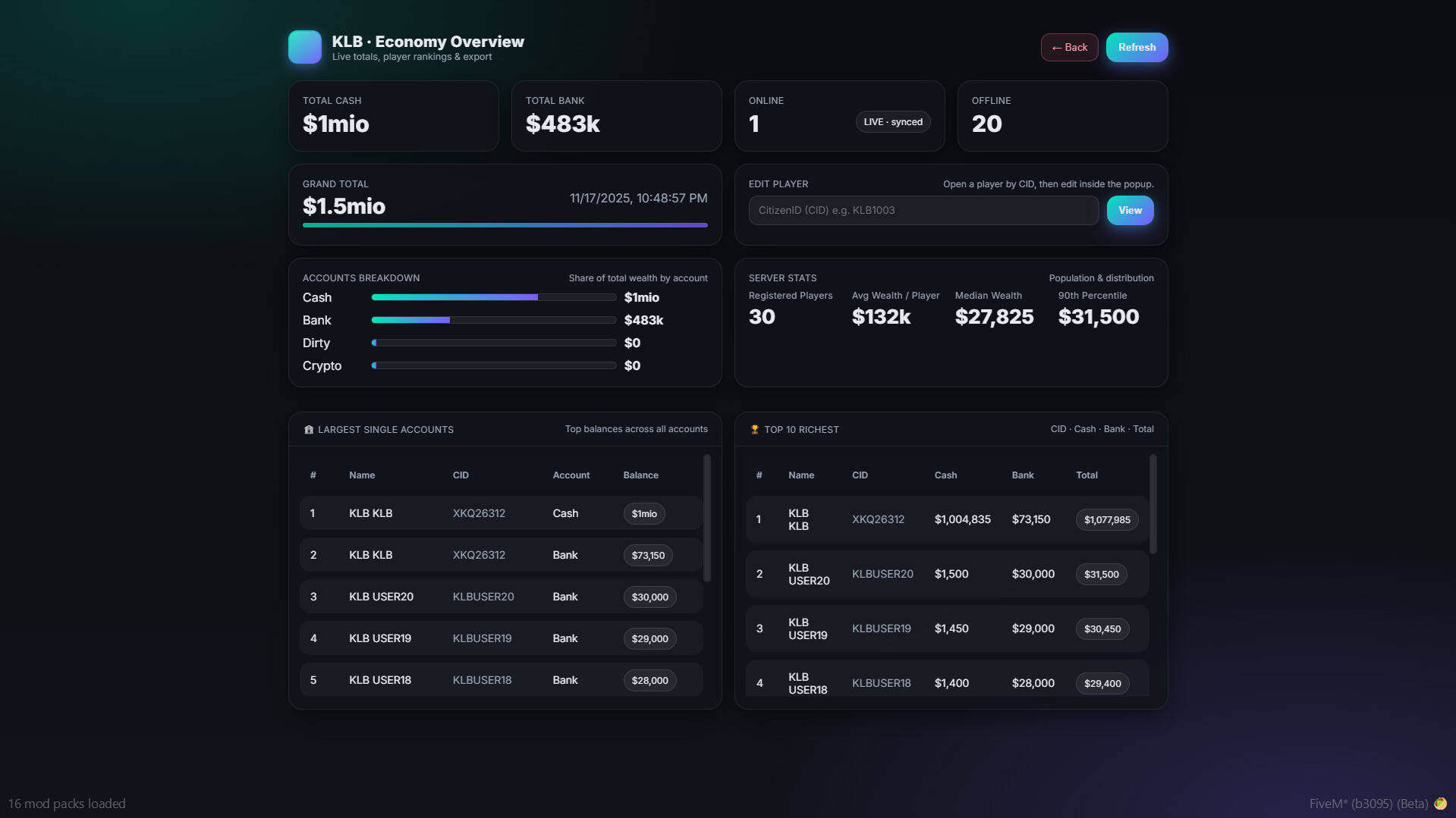 KLB · ControlCore — The Ultimate Server Control Hub - FiveM Releases - Cfx.re Community