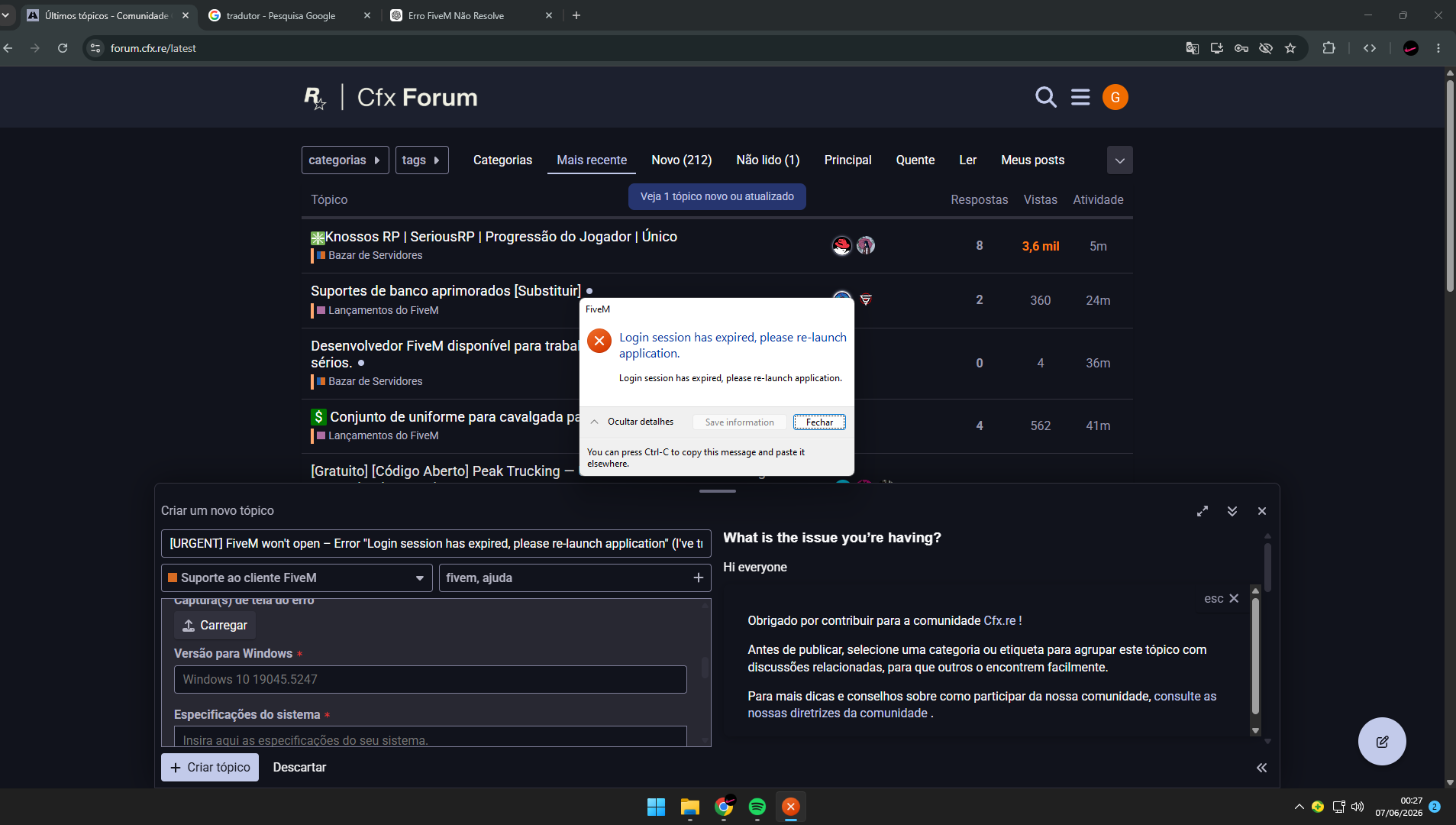 [URGENT] FiveM won't open – Error "Login session has expired, please re ...