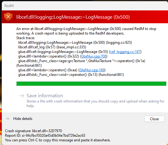 I keep crashing opening RedM - RedM Client Support - Cfx.re Community