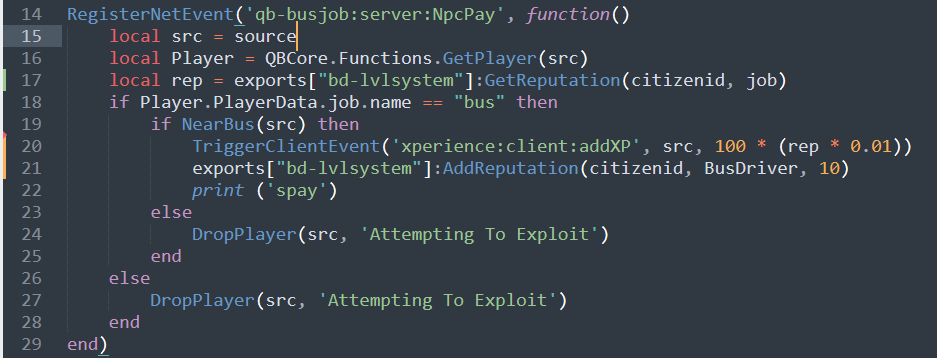 Nil value (local 'Player') Error when trying to use the server export of bd-lvlsystem ...