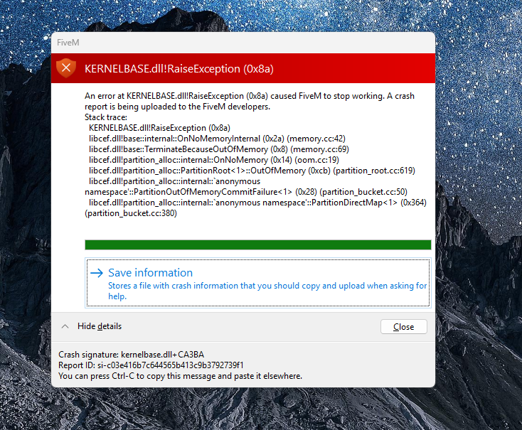 Loading into a server then fivem crashes - FiveM Client Support - Cfx.re Community