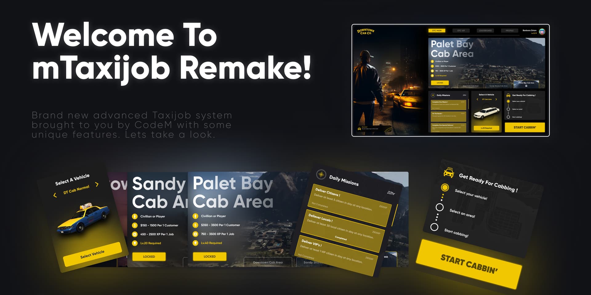 CodeM mTaxijob Remake ESX QB - FiveM Releases - Cfx.re Community