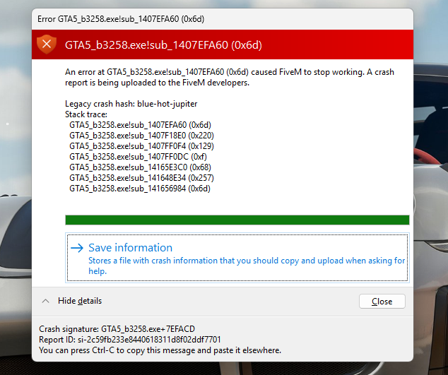 Help me fix this game crash error - FiveM Client Support - Cfx.re Community