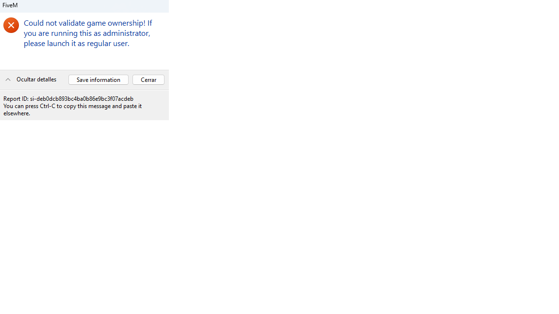 Unable to validate ownership - FiveM Client Support - Cfx.re Community