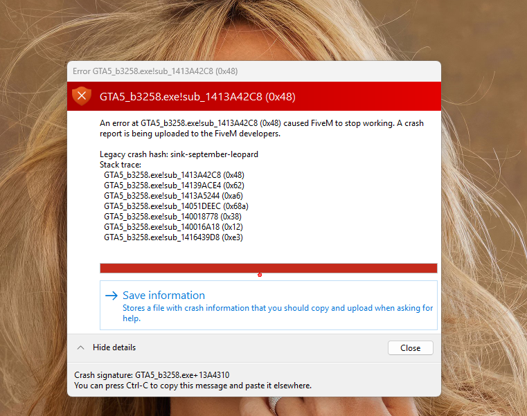 game crash - FiveM Client Support - Cfx.re Community