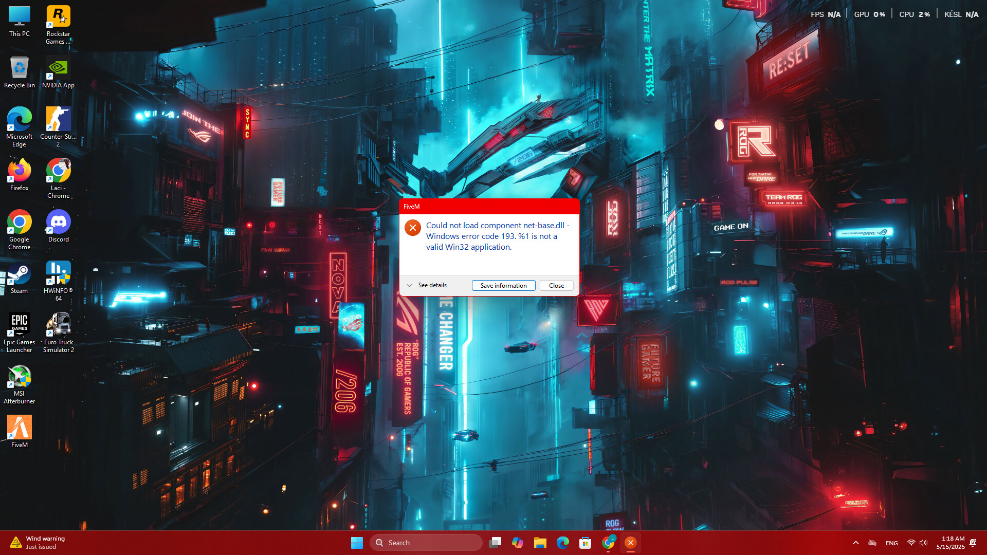 error code 193 - FiveM Client Support - Cfx.re Community