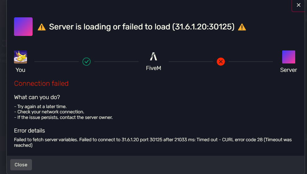 Server is loading or failed to load - FiveM Client Support - Cfx.re ...