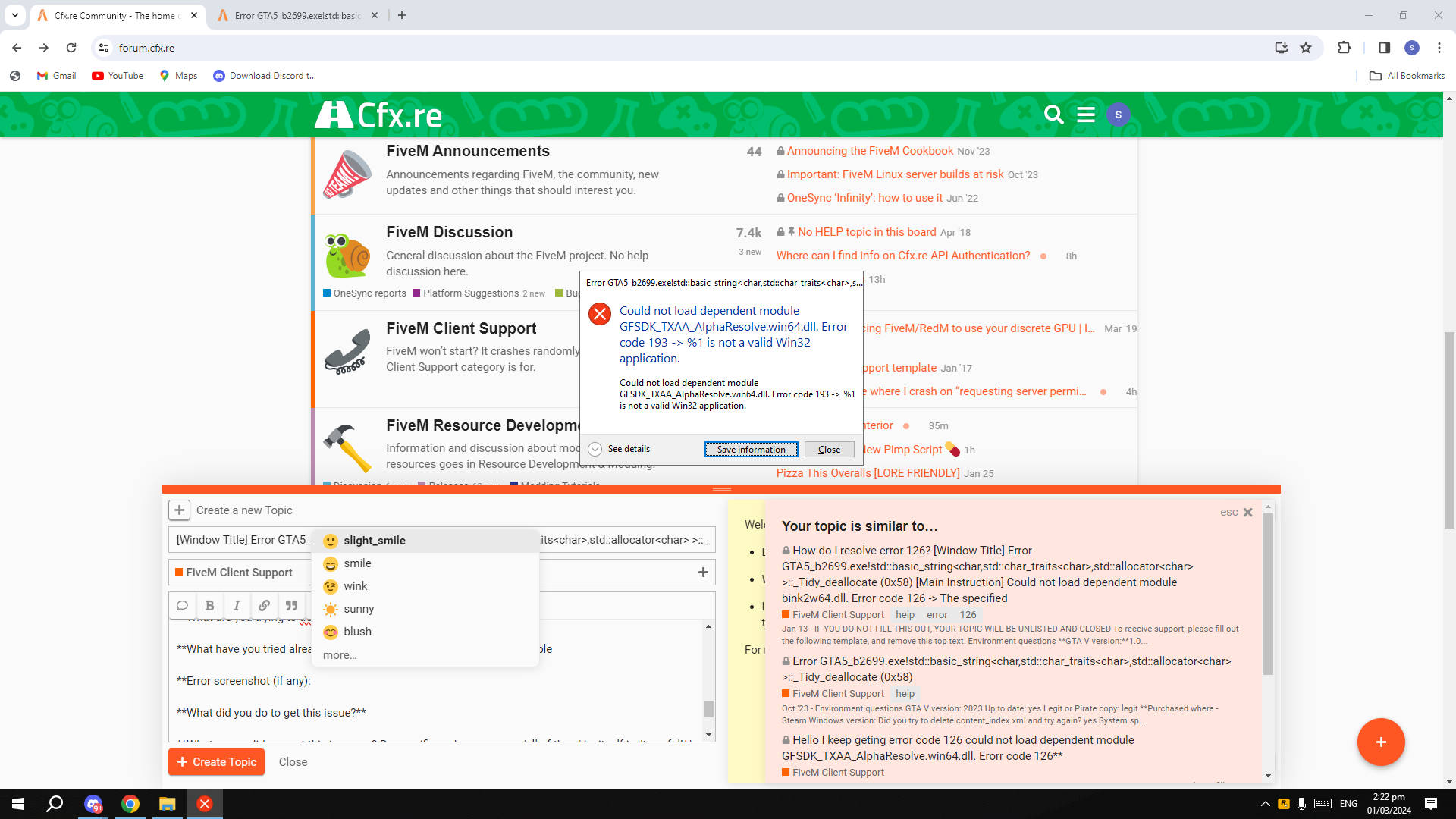 [Window Title] Error GTA5_b2699.exe!std::basic_string ::_Tidy_deallocate (0x58) [Main ...