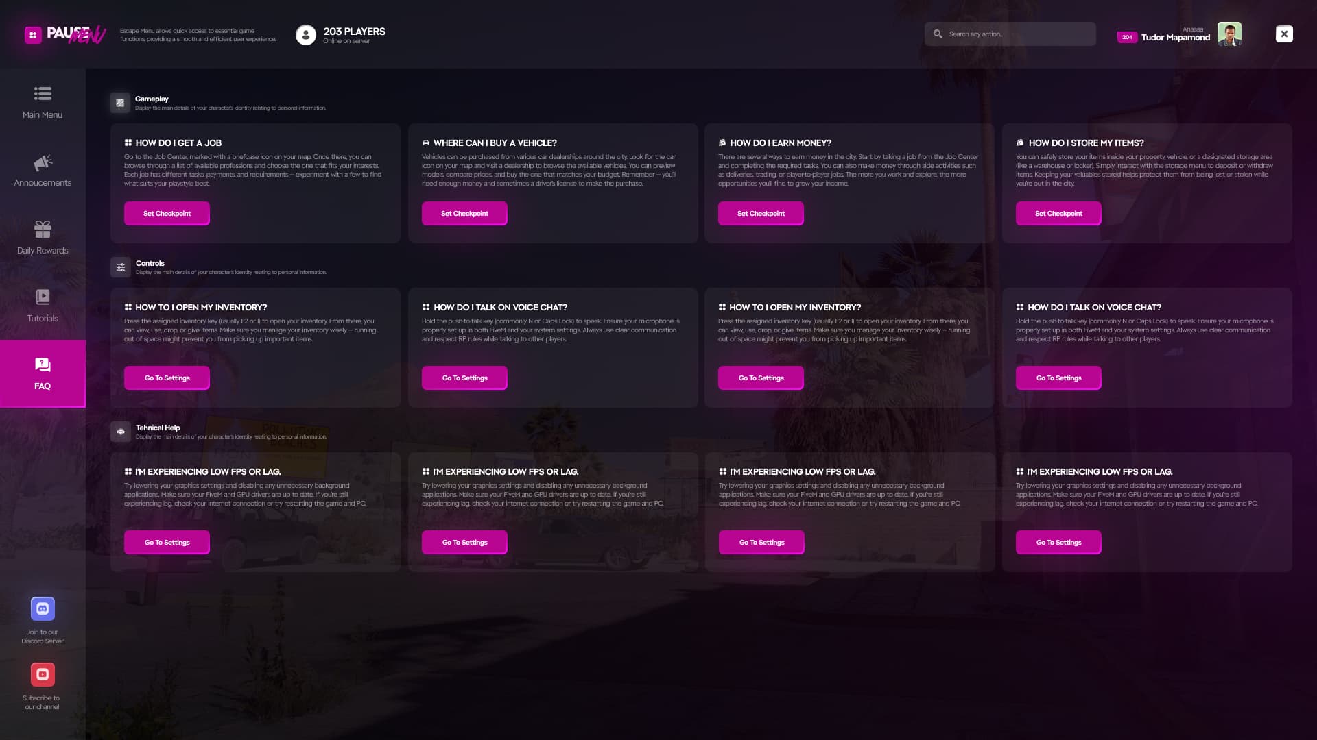 Pause Menu V3 | Daily Rewards • Announcements • Minigames - FiveM ...