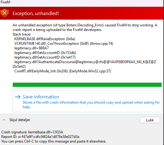Exception unhandled - FiveM Client Support - Cfx.re Community Exception unhandled - FiveM Client Support - Cfx.re Community