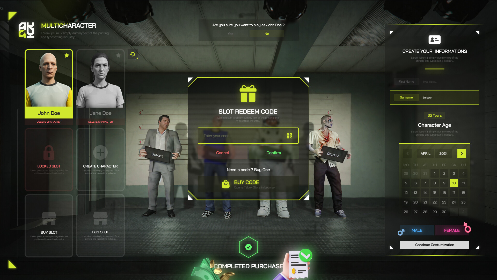 Multicharacter | Character Voice, Animation, Levels & Tebex Slot Sales - FiveM Releases - Cfx.re ...