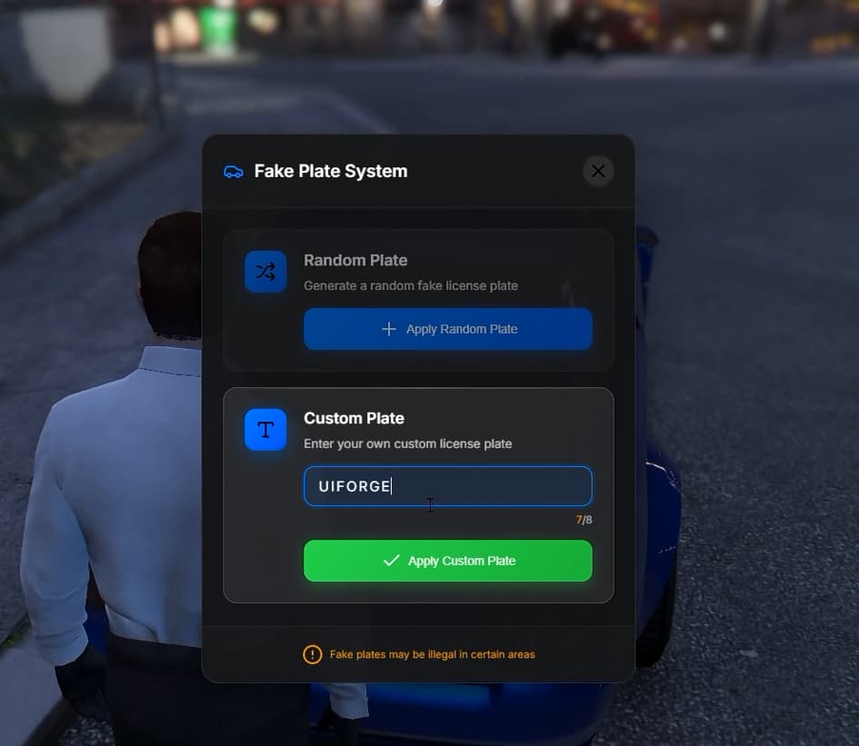 UiForge Fake Plate System - FiveM Releases - Cfx.re Community
