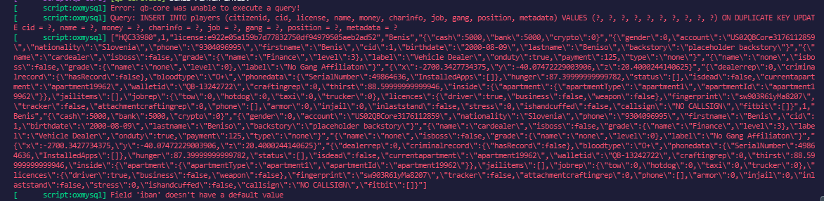 Player data not saving for certain players - QBCore - Cfx.re Community