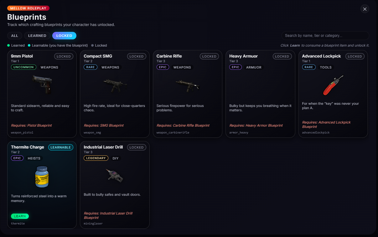 [QBOX] Blueprint Progression System - FiveM Releases - Cfx.re Community