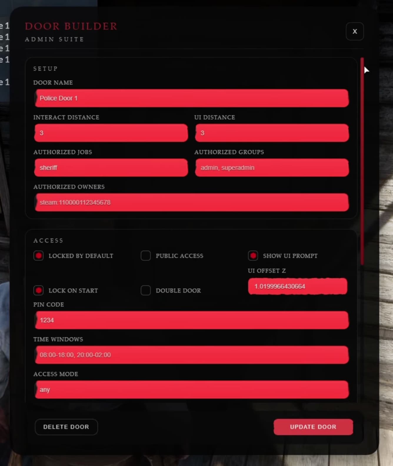 CodeRanch DoorLock InGame Creator | RedM | VORP + RSG | PIN + Jobs + Groups - RedM Releases ...
