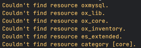 Couldnt find esx resources - ES/ESX - Cfx.re Community