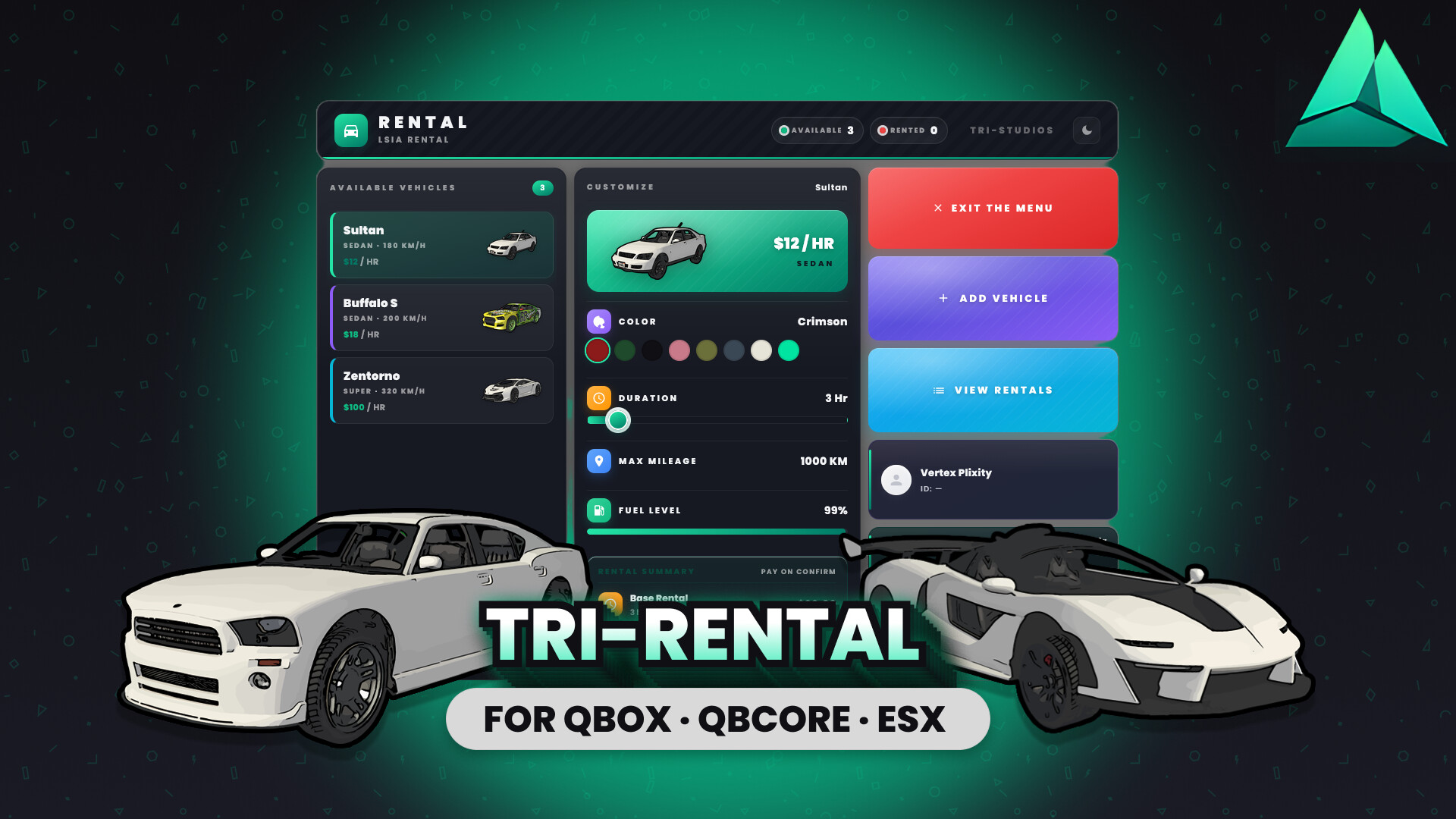 [Release][Paid] Tri-Rental — Premium FiveM Rental System | QBox ...
