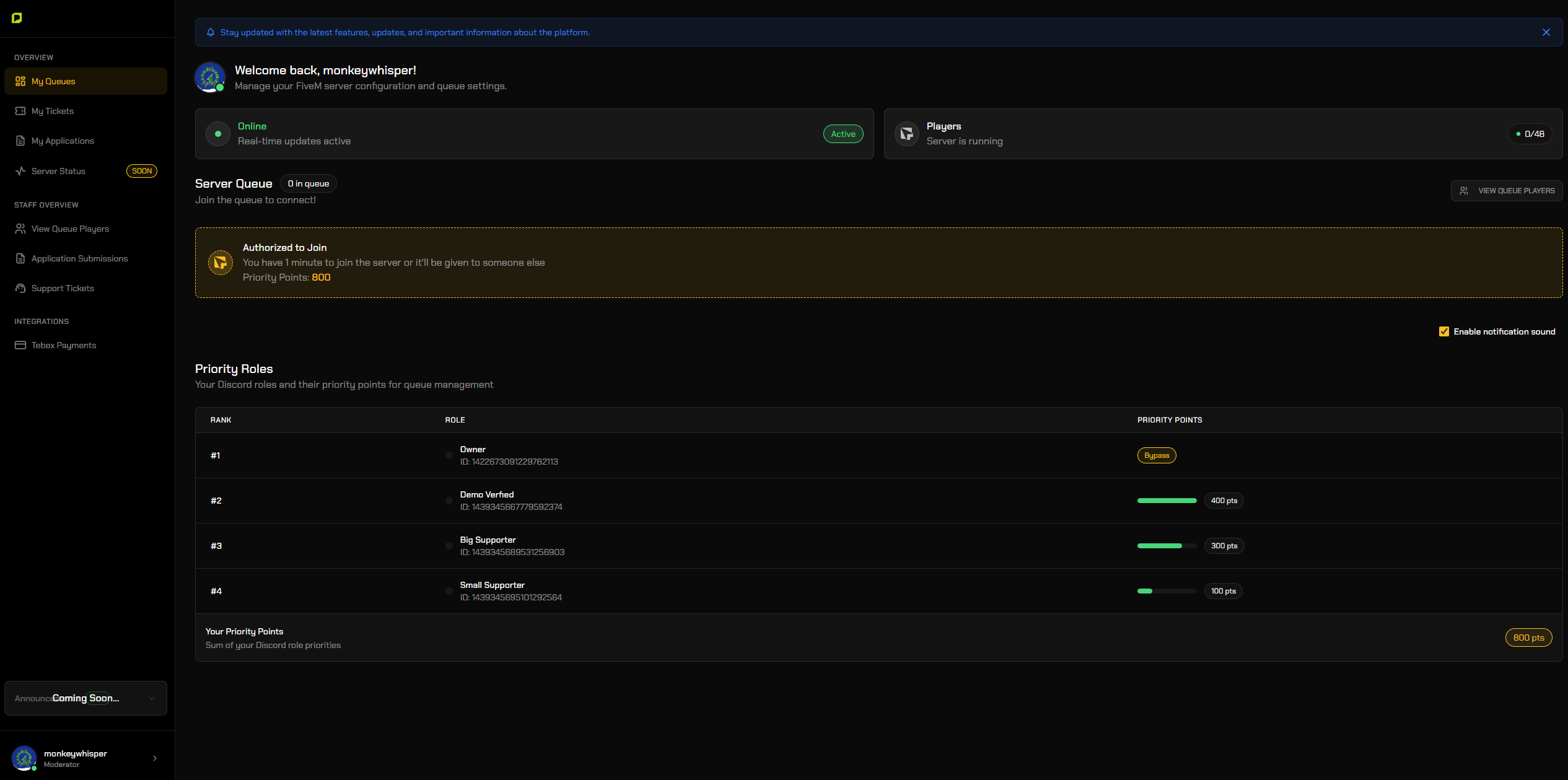 Website Queue with Apps & Tickets - FiveM Releases - Cfx.re Community