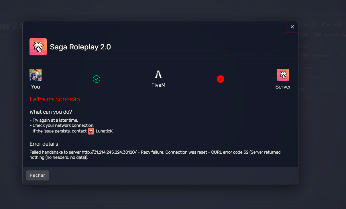 CURL ERROR CODE 52/56 - FiveM Client Support - Cfx.re Community