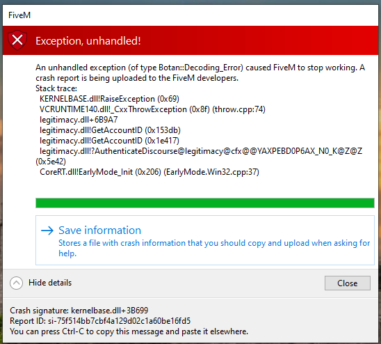 Exception Unhandled! - FiveM Client Support - Cfx.re Community
