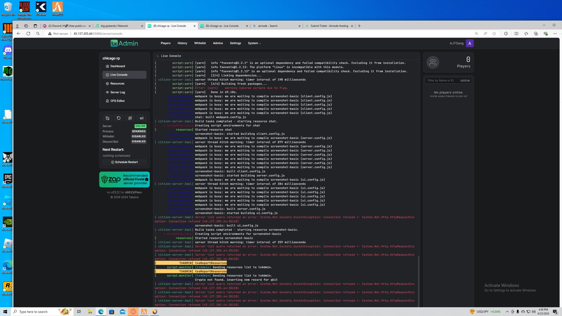 Quick question about "Server list query returned an error", reason HttpClient Timedout - Server ...