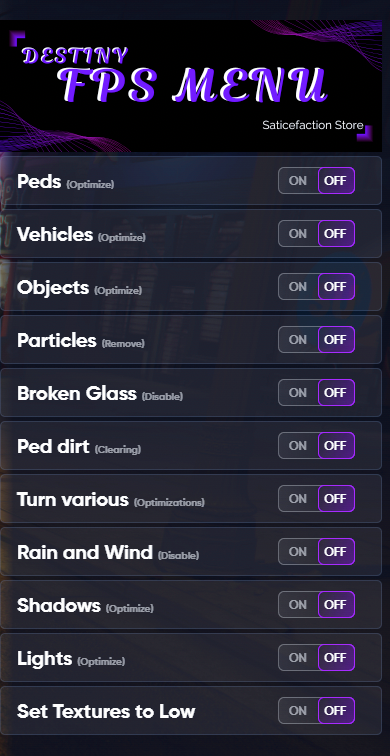 [PAID] Destiny_FPSMenu | Ultimate FiveM FPS Booster | Gain +25 FPS & Smooth Gameplay - FiveM ...