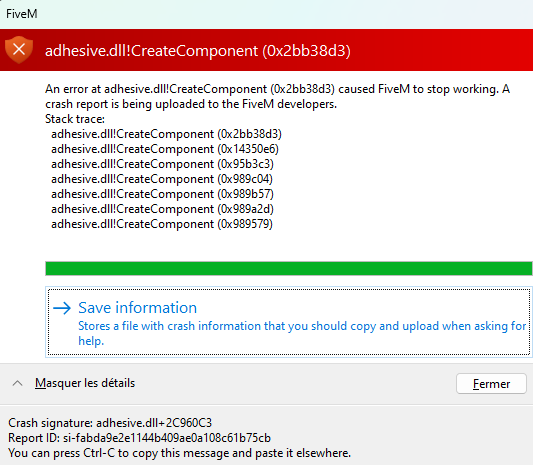 Constant crash - Early-exit trap / adhesive.dll!CreateComponent (code c0000005) - FiveM Client ...