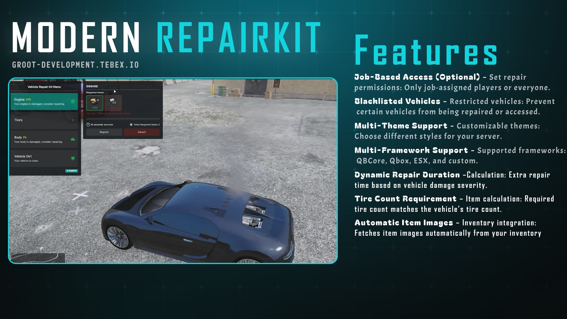 Menu Based | Advanced & Modern Repair Kit System - FiveM Releases - Cfx ...