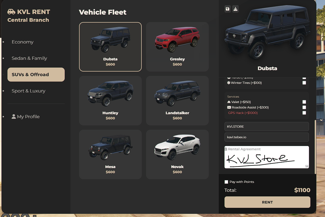 KVL RENTAL - The Ultimate Valet & Rental Experience [QBCore/ESX ...