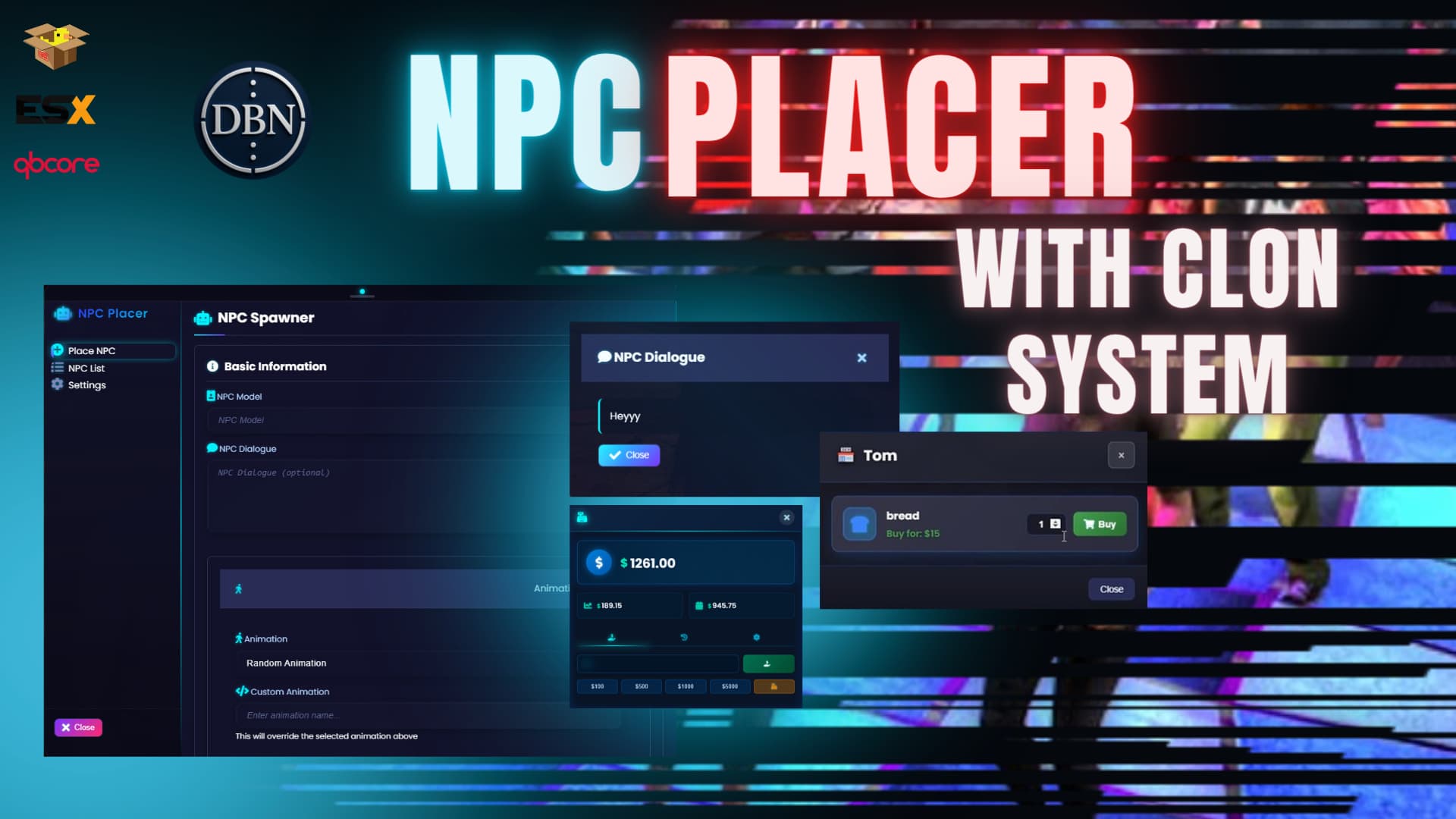 NPC Placer v2.0 [ESX/QB/QBox] - Player Cloning System, Store System, Dialogue System, Density ...