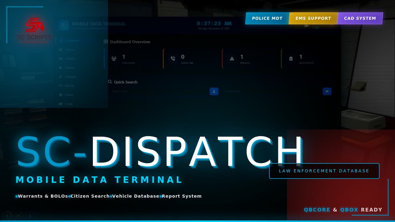 [Paid] [QBCore] [QBox] Advanced MDT & Dispatch System - FiveM Releases ...