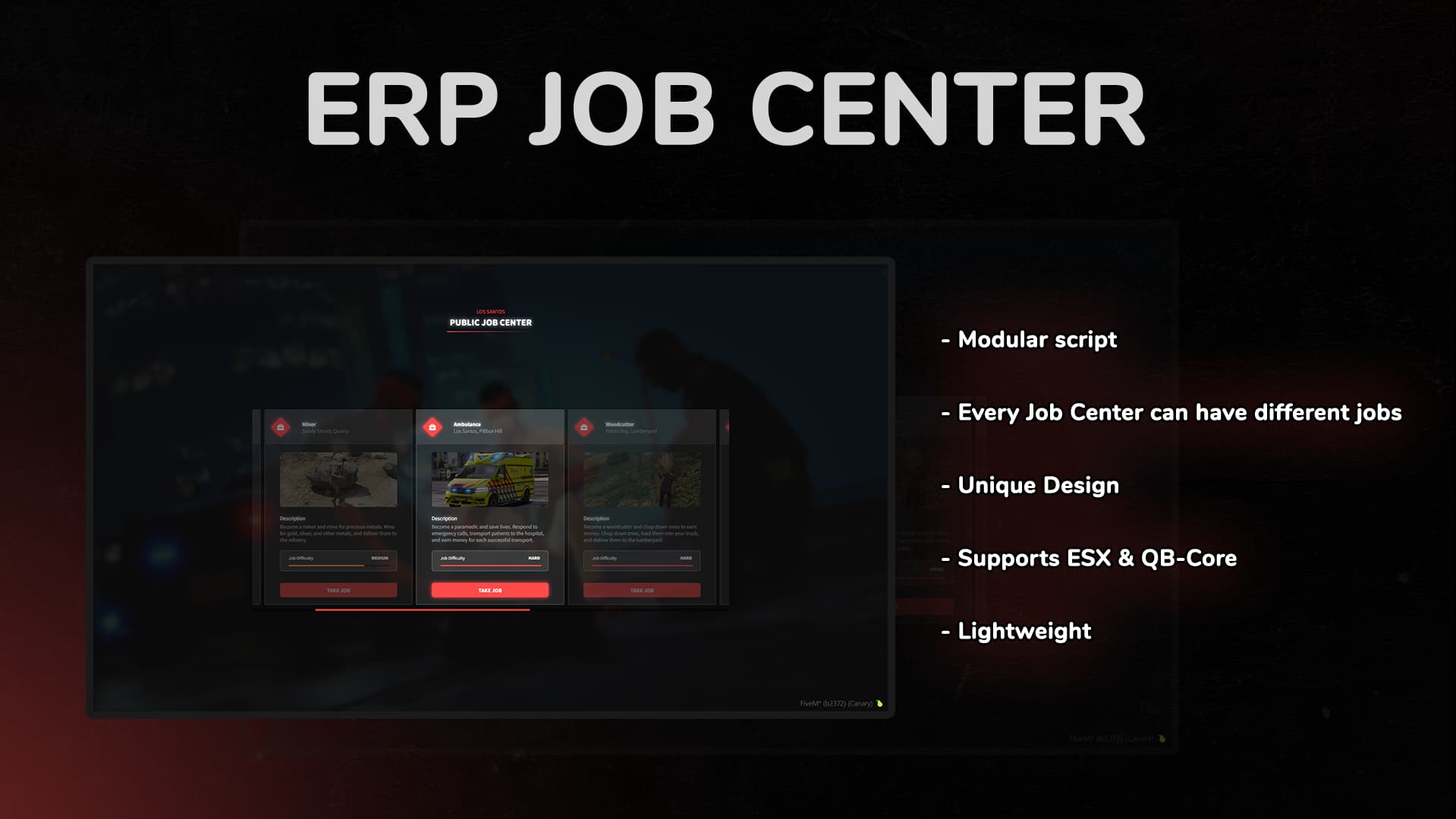 [ESX][QBUS] ERP Job Center [PAID] - FiveM Releases - Cfx.re Community