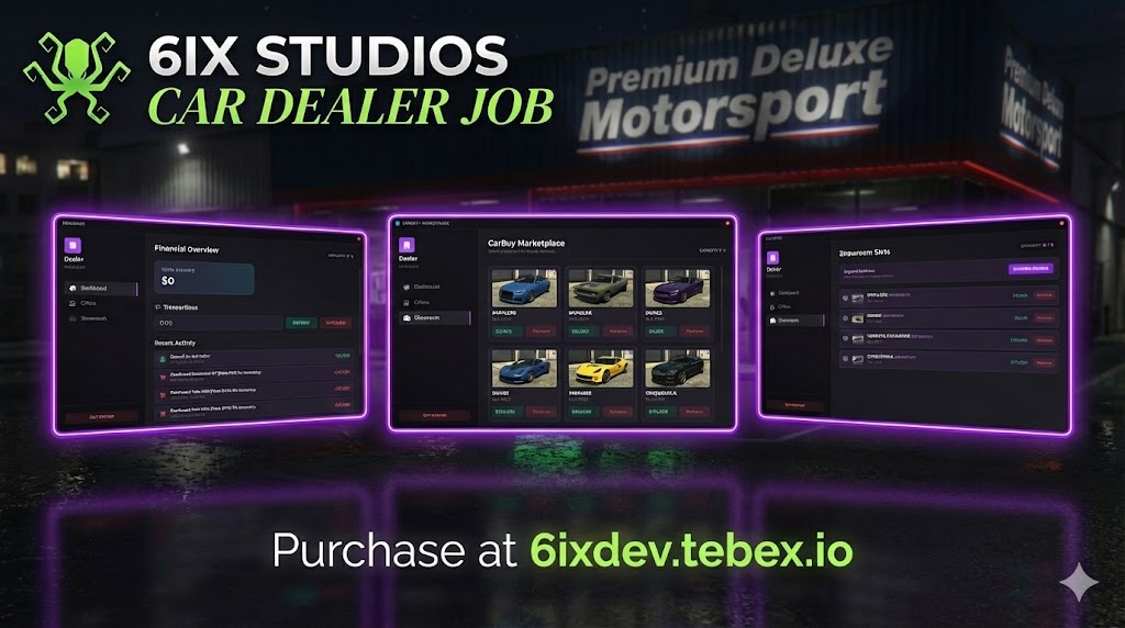 [PAID] [QB & ESX] 6ix Car Dealer Job | Management UI, Negotiation ...