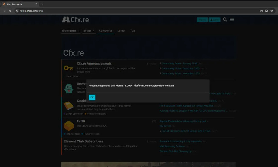Server Suspended License Server Discussion Cfxre Community
