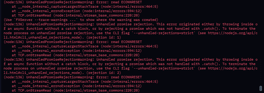 UnpromiseRejectionWarning - Server Discussion - Cfx.re Community