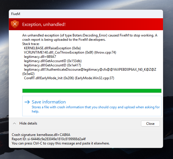 🔧 FiveM Crash on Startup – Botan::Decoding_Error (legitimacy.dll ...