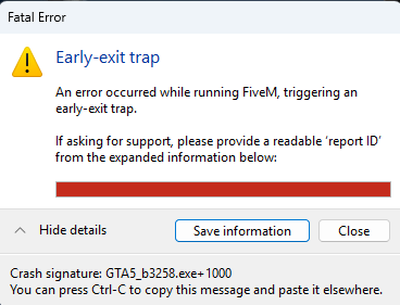 Cant get into FiveM EarlyExit Trap - FiveM Client Support - Cfx.re ...