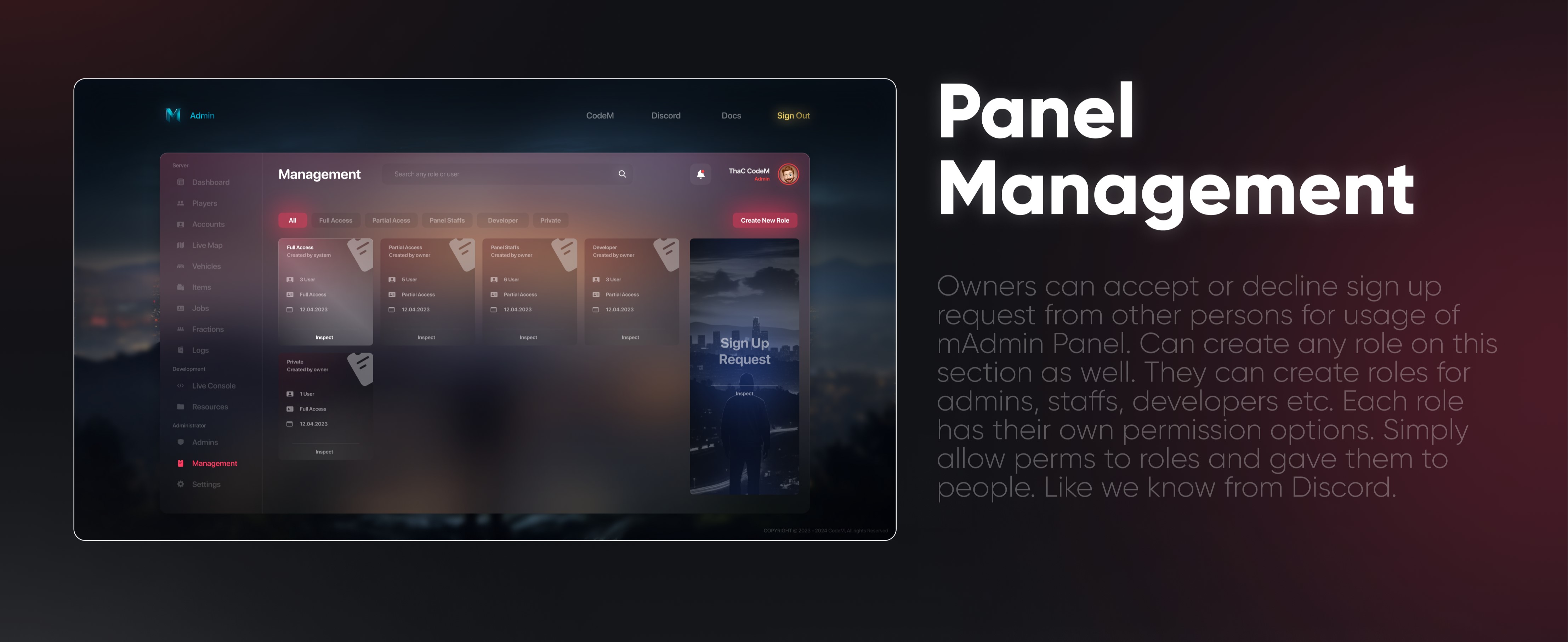 CodeM mAdmin Ultimate Web Panel | ESX - QB - FiveM Releases - Cfx.re ...