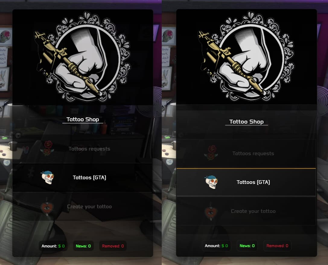 Tattoos Shop (Create Your Tattoos)[ESX/QBCore/STANDALONE][PAID] - FiveM ...