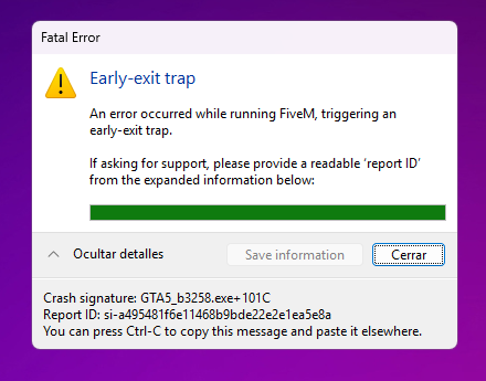 Fatal Error - Early-exit trap GTA5_b3258.exe+101C - FiveM Client ...